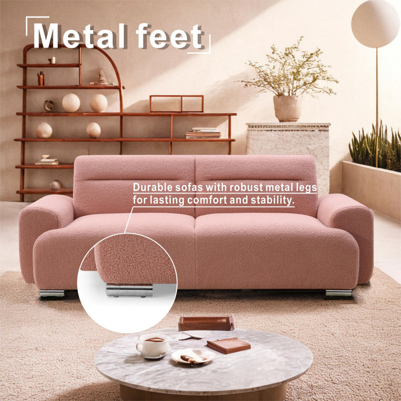Ebern Designs 88 In. Pink Upholstered Convertible Sleeper Sofa Wayfair